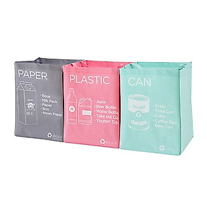 Ribens Recycle Bag Separate Recycle Bin Waterproof Waste Baskets Compartment Container Separate Recycling Bins Multipurpose Separator Box Set Front Recycle Separate Back Laundry Separate
