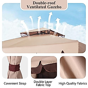 Funny Sunny 10×13FT Outdoor Vented Top Gazebo - Patio Gazebo with Double Roof, Heavy Duty Gazebo with Breathable Netting & Fully Enclosed Zip Curtain for Garden, Porch, Poolside, Yard, Lawn