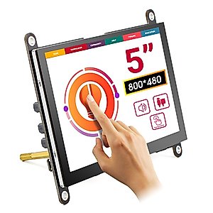 ELECROW 5 Inch Monitor for Raspberry Pi Touchscreen Monitor with Speaker LCD Display for Raspberry Pi 5 4 3 Windows PC HDMI-Compatible & USB Powered Travel Monitor for Laptop Black