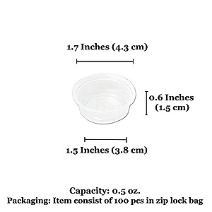 Meric Gecko Food Container, Transparent PVC Plastic Cups for Feeding & Drinking, No-Leak and Escape Design to Keep Mealworms Inside, 100 Pieces per Pack