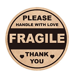 2 inch 300 PCS Fragile Stickers for Shipping Please Handle with Love and Thank You Waterproof Stickers