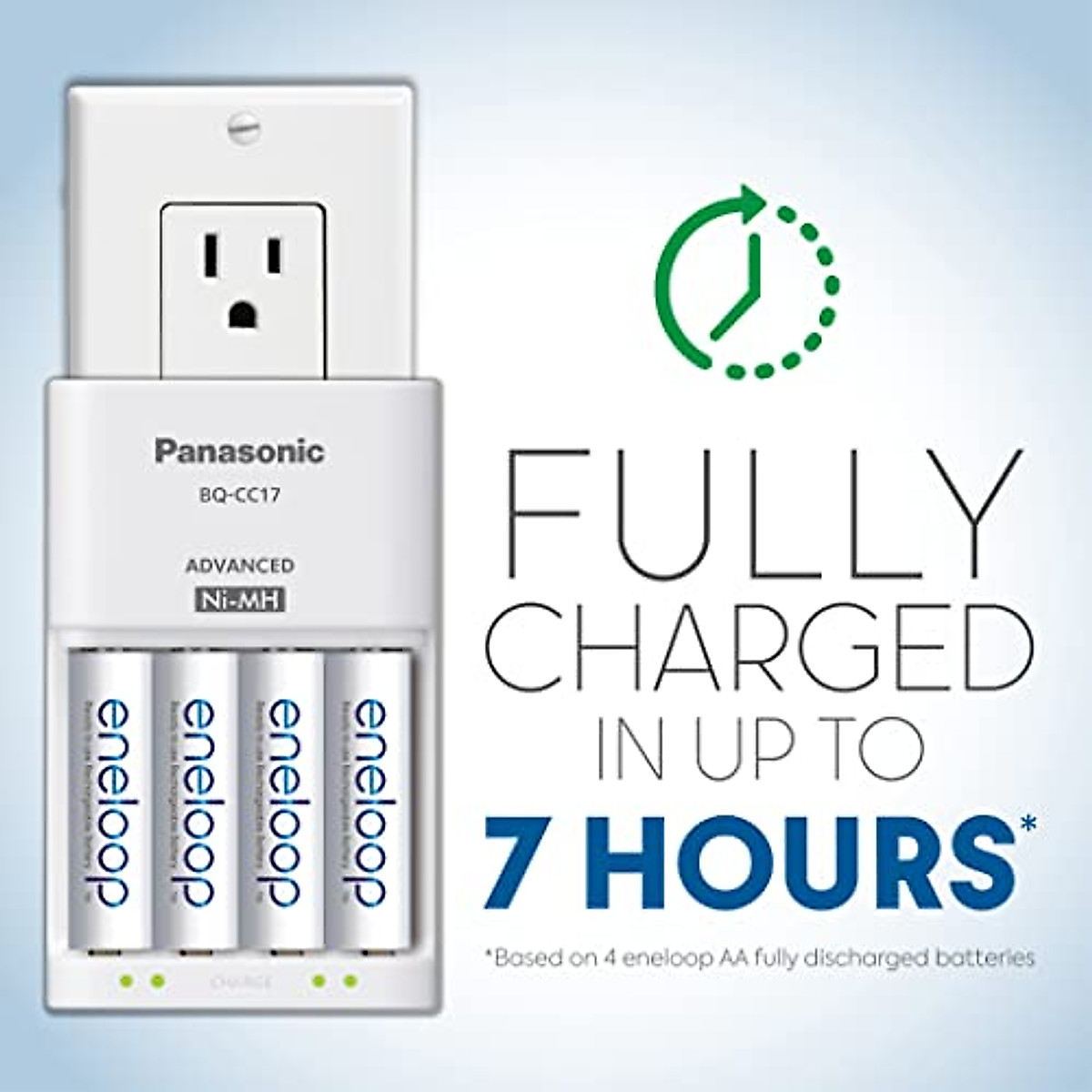 Panasonic K-KJ17MCA4BA Advanced Individual Cell Battery Charger Pack with 4 AA eneloop 2100 Cycle Rechargeable Batteries