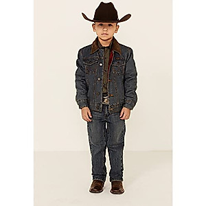 Wrangler Boys' Big Western Lined Jacket, Sherpa Rustic Blue, Large