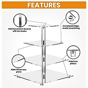 Utopia Home - Square Acrylic Cupcake Stand with Yellow LED Light Strings - 4 Tier Premium Cupcake Tower - Cup Cake Tier Stand for Dessert Table - Ideal for Weddings Birthday Parties