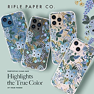 Rifle Paper Co. iPhone 13 Pro - 10ft Drop Protection with Wireless Charging, Scratch Resistant Protective 6.1" Case for iPhone 13 Pro, Shock Absorbing Material, Floral Print -Garden Party Blue
