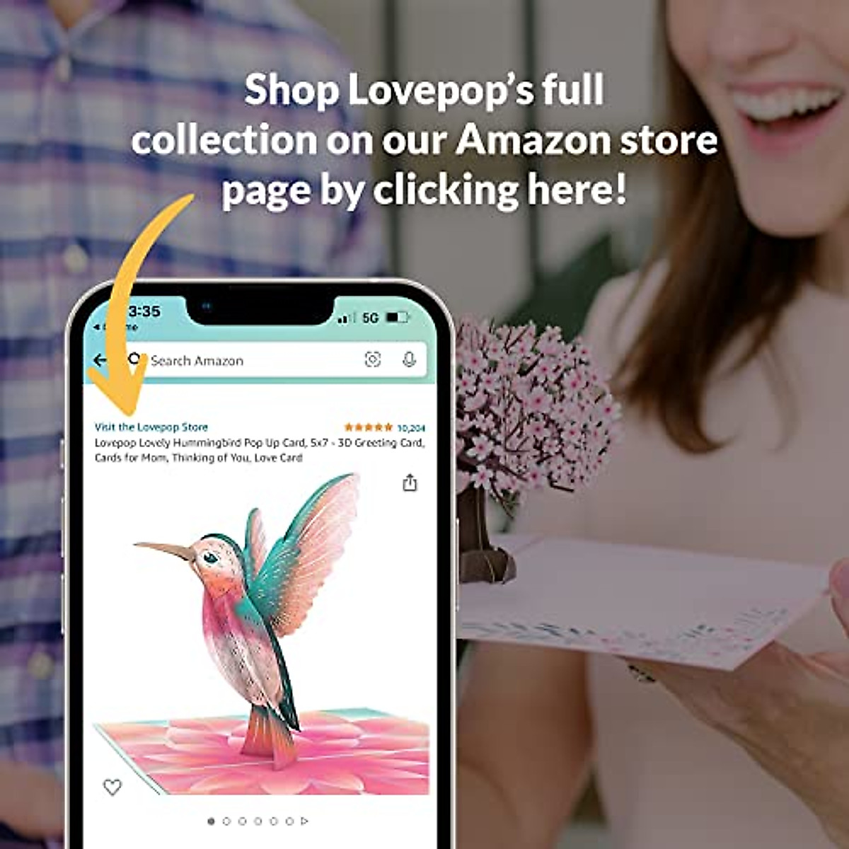 Lovepop Jacaranda Tree Pop Up Card, 5x7-3D Greeting Card, Mother's Day Card, Card for Wife or Mom, Anniversary Pop Up Card, Pop Up Birthday Card