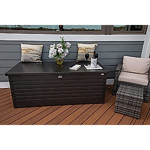 Biohort Leisuretime 210 Gal. Steel Metallic Dark Grey 71in x 31 in x 28in Deck Box with Soft Close Hydraulic Lift (210 Gallon)