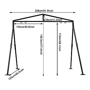 WUPYI Upgraded Metal Porch Swing Stand with 4 Hooks,Heavy Duty 440 LBS Weight Capacity Hanging Swing Frame Set for Outdoor Backyard Patio