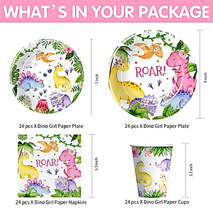 Srua Don Dinosaur Birthday Party Supplies Girl - Dinosaur Party Decorations Tableware, Paper Plate, Cup, Napkins, Tablecloth, Cutlery, Banner, Pink Dinosaur Birthday Baby Shower Decorations | Serve 24