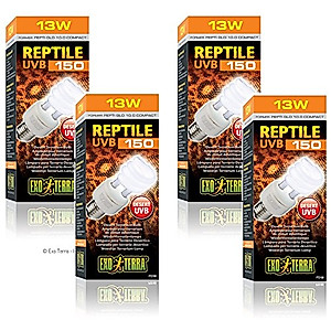 (4 Pack) Exo Terra Repti-Glo 10.0 Compact Fluorescent Desert Terrarium Lamps, 13 Watt