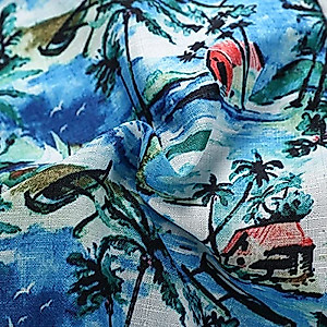 MHSH Baby Boys Hawaiian Shirts Romper Toddlers Button Down Short Sleeve Outfits Infant Kid Onesie Summer Beach Clothes(3-6M, blue)