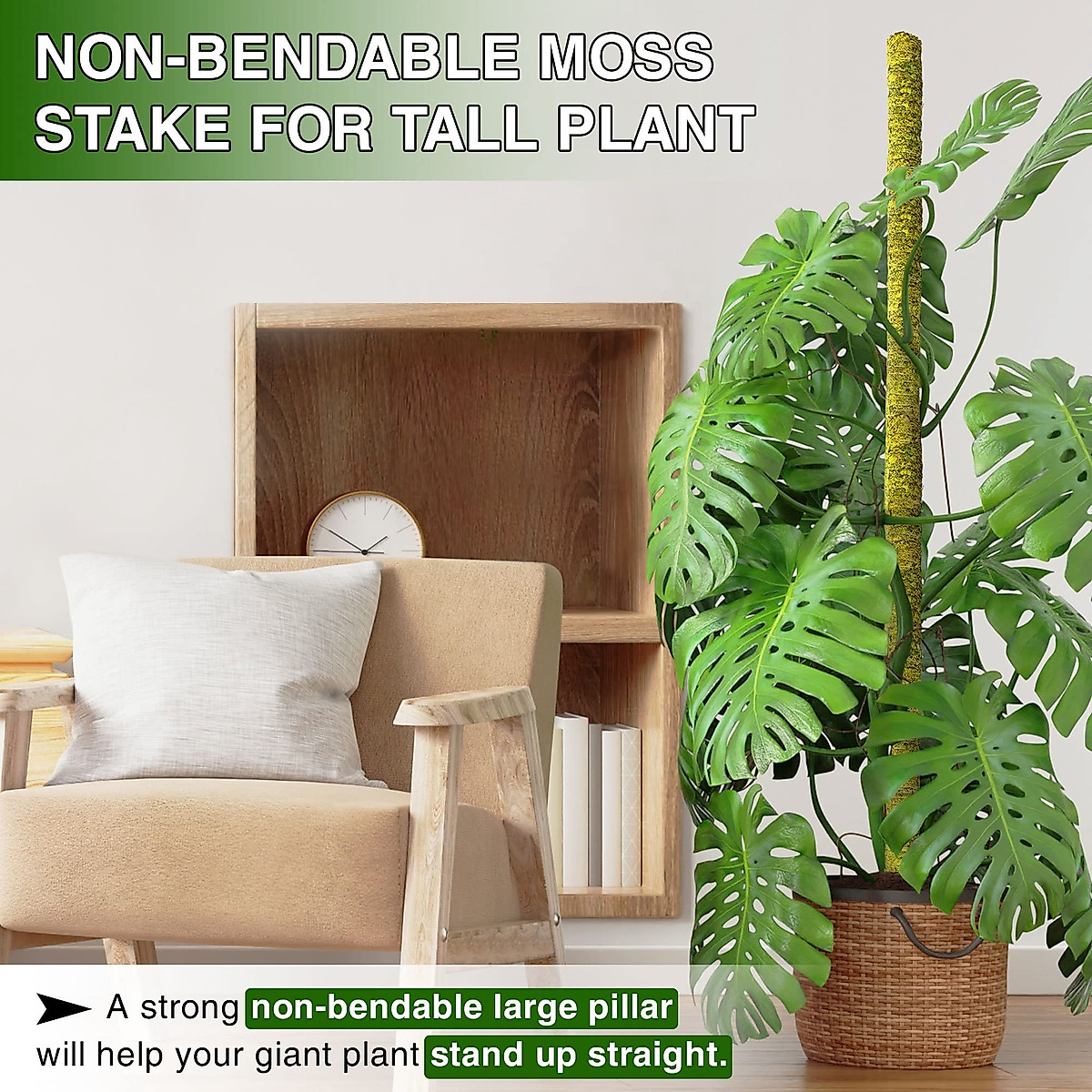 DUSPRO 59’’ Inches Large Moss Pole for Plants Monstera, Tall Indoor Plant Stake Support for Big Climbing Pothos Long Handmade Forest Moss Totem/Giant Trellis (Extra Large Size)