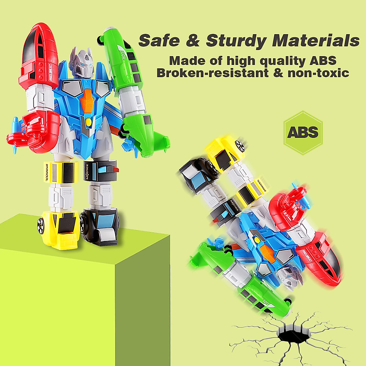 QUERCITRON 5-in-1 Magnetic Vehicles Playset Toy, Transform to Robot, Mix & Match Assembling Building Action Figures Kit with Storage Box, Holiday Birthday Present for Kids, Boys & Girls 3 4 5 6 7 Year