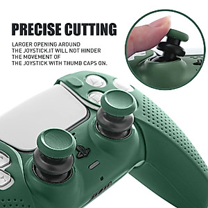 ECHZOVE PS5 Controller Accessories, PS5 Controller Skin, PS5 Controller Plate and PS5 Thumb Grips - Green