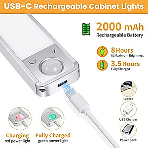 Under Cabinet 96 LED Rechargeable Magnetic Lights for Kitchen with Motion Sensor