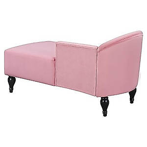 Bellemave Chaise Lounge Indoor, Velvet Upholstered Couch with Solid Wood Legs Corner Chair Arm Chase Lounge Sofa for Living Room, Office & Apartment (Pink)
