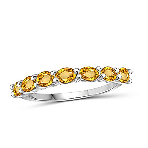 JEWELEXCESS Citrine Ring – Stunning Sterling Silver Ring with 1.25 Carat T.G.W. Citrine - Elegant 7-Stone Ring Design - Hypoallergenic Sterling Silver