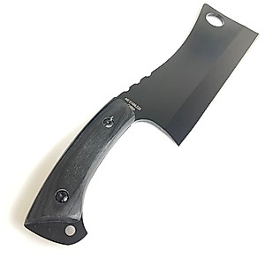 12" Fixed Blade Hunting Cleaver Knife I 7.5 inch Blade I Natural Wood Handle I Outdoor & Sport I Camping I Hunting I Nylon Sheath I (Black/Black)