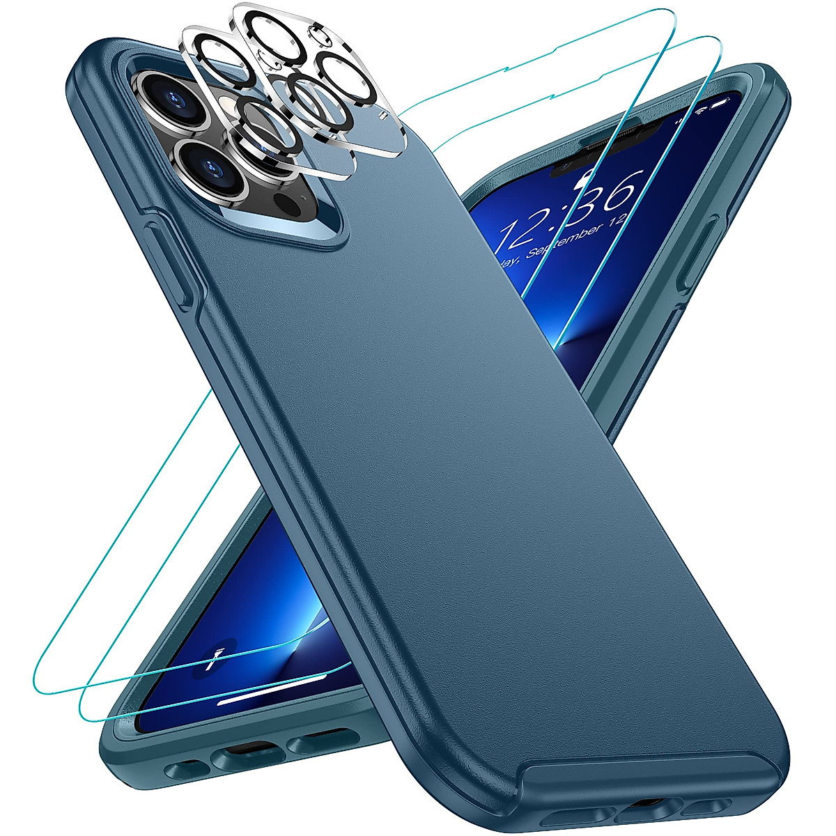 Red2Fire for iPhone 13 Pro Max Case, [Shockproof] [Dropproof] [Dust-Proof] with [2 Pack Tempered Glass Screen Protector] Protective Phone Case for iPhone 13 Pro Max -6.7 inch Blue