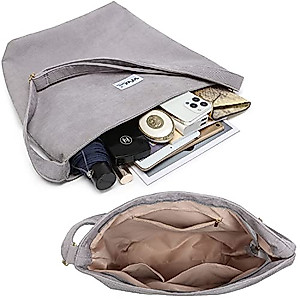NNEE Women’s Medium Size Corduroy Shoulder Bag Retro Crossbody Hobo Handbag Tote - Gray