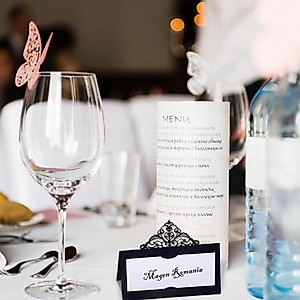 Honbay 50PCS Laser Cut Place Cards Table Name Cards Tented Name Cards Seating Cards for Wedding, Birthday, Holiday Party, Banquet, Dinners, Baby Shower, Bridal Shower, Table Setting