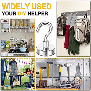 DIYMAG Magnetic Hooks, 25Lbs Strong Heavy Duty Cruise Magnet S-Hooks for Classroom, Fridge, Hanging, Cabins, Grill, Kitchen, Garage, Workplace and Office etc, (6 Pack-Silver),Screw in Hooks