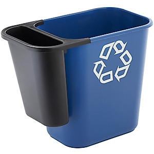 Rubbermaid Commercial Products Plastic Resin Deskside Wastebasket/Recycling Side Saddle Basket, Black, For Home/Office/Under Desk