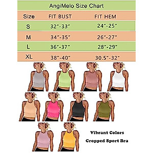 AngiMelo Womens Sports Bra Workout Crop Top Padded Yoga Gym Tank Sleeveless Running Shirts Racerback