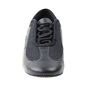 Very Fine Dance Shoes - Ladies Practice, Cuban Low Heel, Waltz Ballroom Dance Shoes - SERA702BBX - 1.5-inch Heel and Foldable Brush Bundle - Black Leather - 9