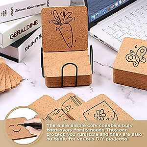 Square Cork Trivets 4 x 4 x 0.2 Inch Cork Coasters for Drinks Absorbent Cork Plant Coasters Pot Trivets Natural Bar Coasters Kitchen Pads Drink Coasters Set for Table Dishes Plate Plants (60 Pcs)