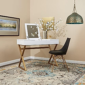 OSP Home Furnishings Oakley Mid-Century Modern Bucket Dining Chair with Faux Leather Padded Seat, Black