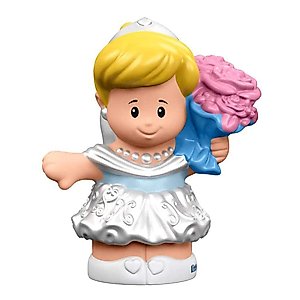 Replacement Figure for Little People Cinderella Playset - DRH11 ~ Fisher-Price Disney Princess Cinderella and Prince Charming ~ Replacement Cinderella Figure Wearing White Dress and Carrying Flowers