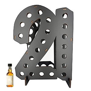 Lumber Reveal USA Mini Liquor Bottle Display Shelf | 21st Birthday Decorations for Him or Her | 21st Birthday Gifts for Her or Him | Available in Three Colors | 21 Assembled Black