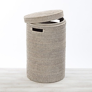Rattan Tall Cylinder Laundry Basket/Laundry Hamper-DMY (Natural)