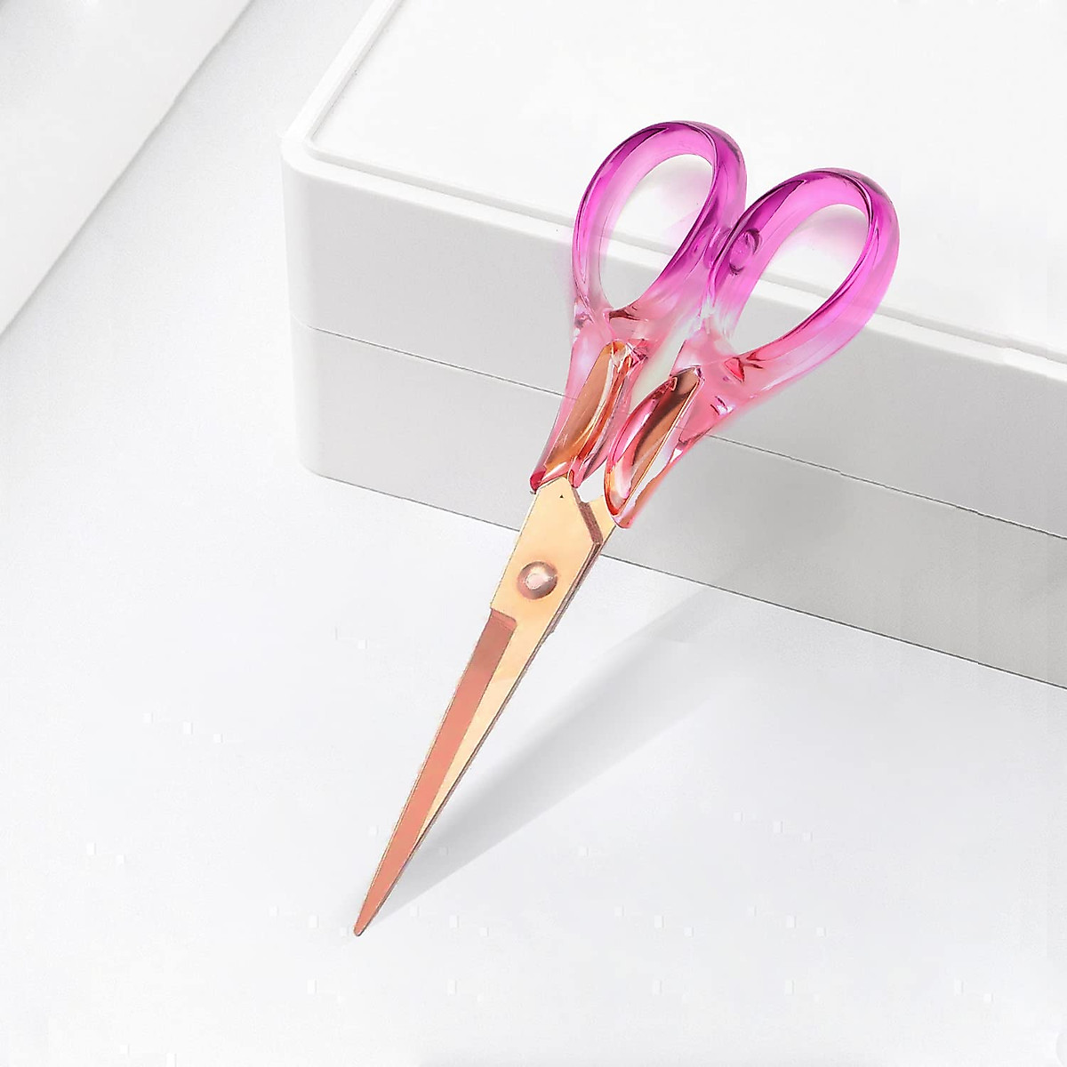 Creechwa Scissors Purple, Stainless Steel Blade with Acrylic Handle, All Purpose Scissor for Office, School, Home, Fabric Shears, Tijeras