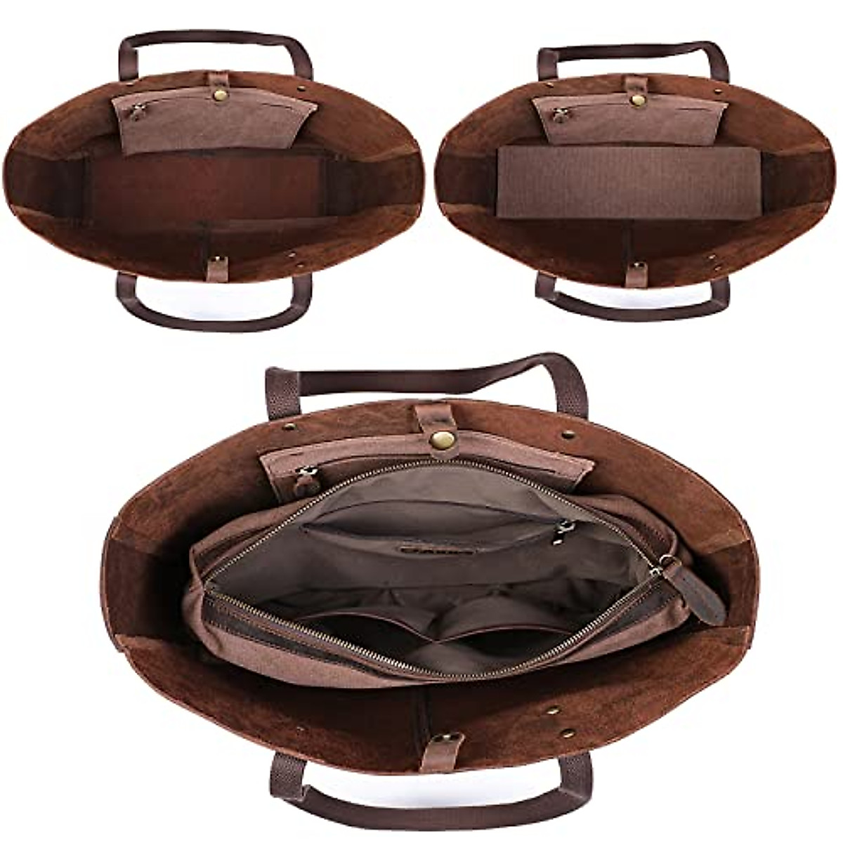 S-ZONE Genuine Leather Shoulder Tote Bag for Women Large Handbag Work Purse