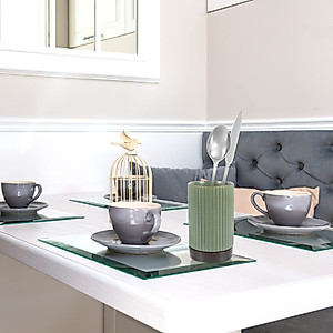 Angoily Silverware Holder Utensil Kitchen Utensil Holder Ceramic Utensil Caddy Chopsticks Cutlery Silverware Storage Organizer for Farmhouse Kitchen Countertop Ceramic Utensil Holder