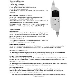 Deluxe Fleece Massage Table Warmer, w/ 12 Foot Power Cord. for Use with Massage Tables Only, Do Not Use as a Bed Blanket Warmer. Note it Does NOT GET HOT! Maximum Temperature is About 88 Degrees F