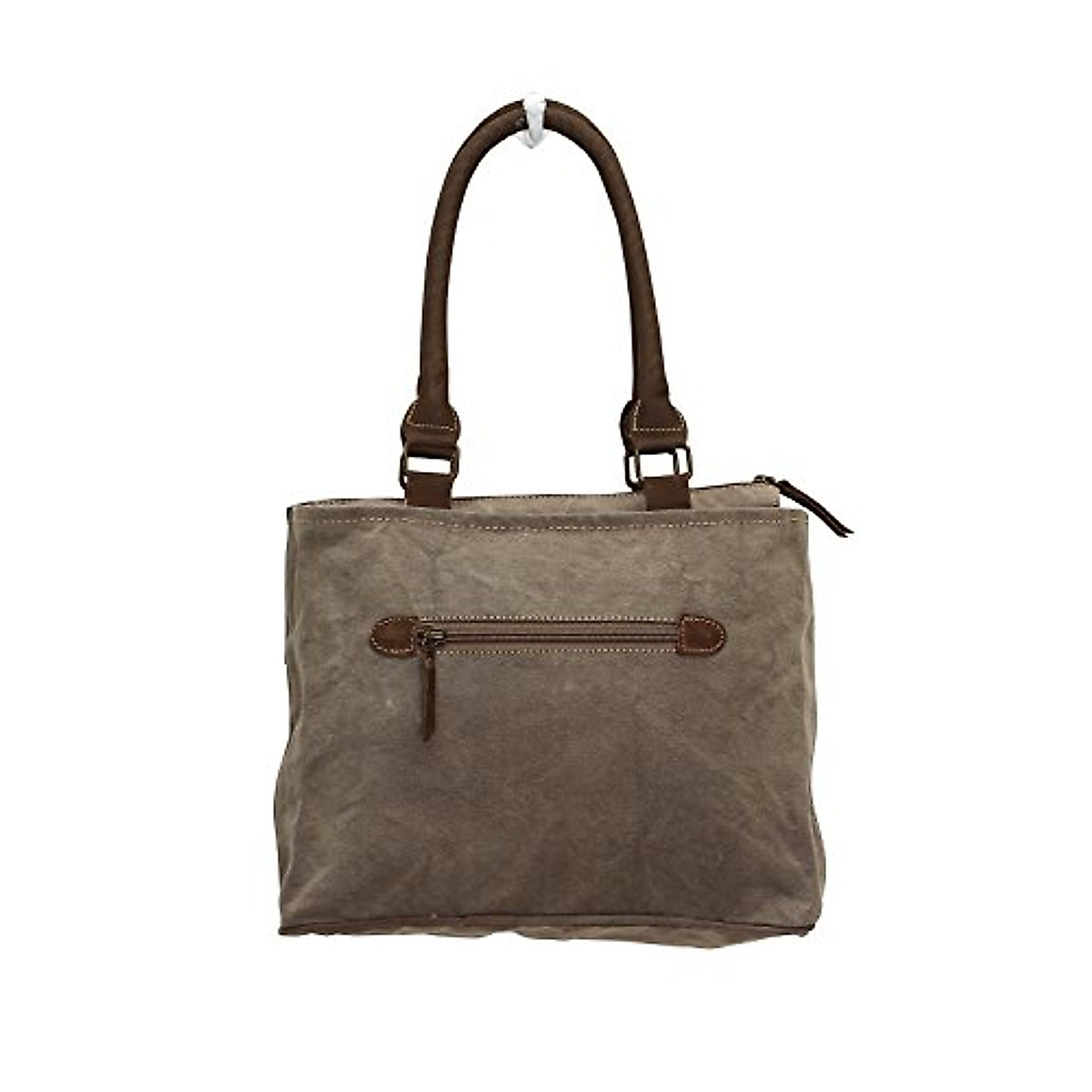 Myra New"Trendy" NY Vintage Handbag, Genuine Leather Accents. Enough room for your personal essentials., Kahki and Army Green, 36 X 8 X 24 cm