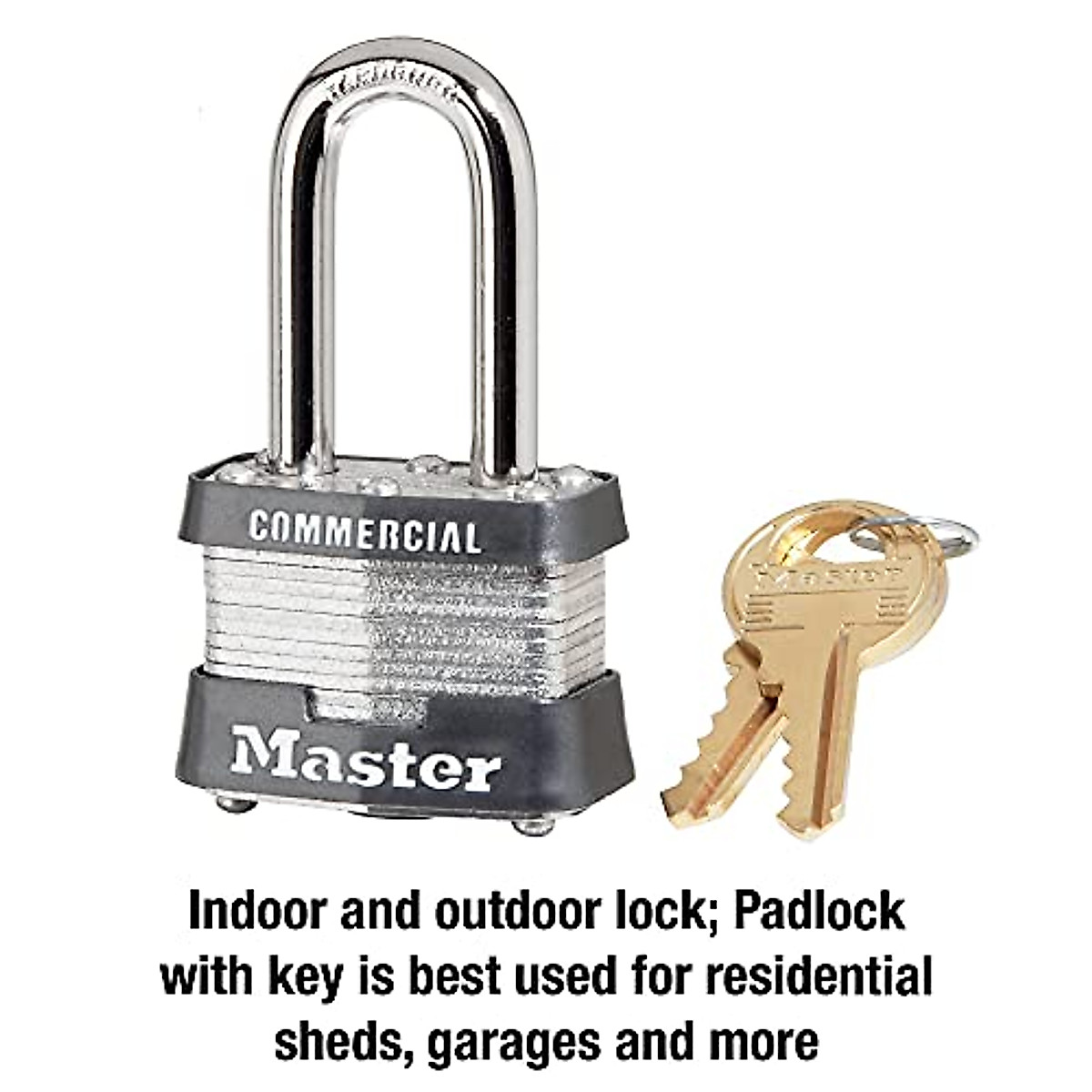 Master Lock 3KALF Outdoor Padlock with Key, 1 Pack,Silver