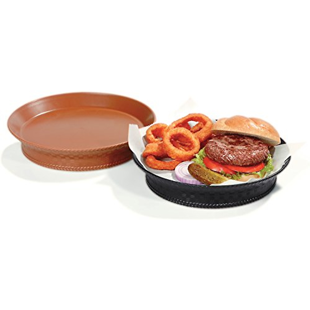 Carlisle FoodService Products 652703 WeaveWear Round Serving Basket, 10", Black (Pack of 12)