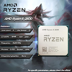 SAAKO Ryzen 5 2600 R5 2600 3.4 GHz Gaming Zen+ 0.012 Six-Core Twelve-Thread 65W CPU Processor YD2600BBM6IAF Socket AM4 Making Computers Process Data Faster