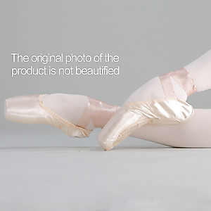 SHOLING Professional Pointe Shoes Satin Ballet Dance Slipper with Ribbons Toe Pads for Womens Girls (Pink, Numeric_8)