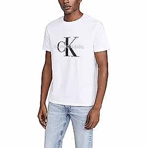 Calvin Klein Men's Short Sleeve Monogram Logo T-Shirt, Brilliant White Unbox, X-Large
