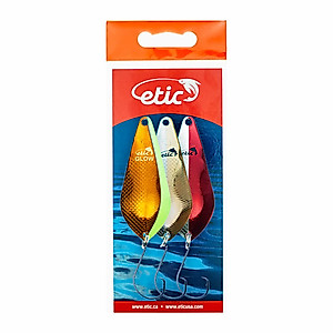 ETIC Cobra 2.5", ½oz Fishing Spoons Kit 100% Made of Brass, 3 pcs Fishing Lures, Tackle, Hooks, Baits, Spinning, Casting, Trolling for Trout, Salmon, Pike, Walleye, Bass and Mores