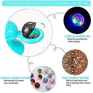 GBSYU Interactive Windmill Cat Toys with Catnip : Cat Toys for Indoor Cats Funny Kitten Toys with LED Light Ball Suction Cup‖Cat Nip Toy for Cat chew Exercise (Blue)