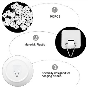 DOITOOL Plastic Display Stands 100pcs Hook up Dishes Hanger Plastic Vertical Plate Hanger