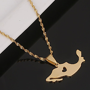 Stainless Steel Mexico Map Pendant Necklace Gold Color Mexican Jewelry Maps Mexicanos