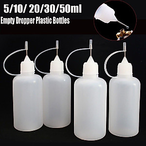 WEISHA Refillable Bottle 1PC 5/10/ 20/30/50ml Empty Dropper Plastic Bottles Needle Tip Squeezable Liquid Bottle Portable Transparent Empty Bottle(30ml)