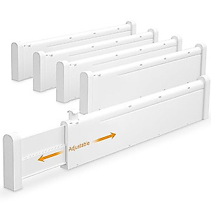 HiYZ Expandable Drawer Dividers, Large Kitchen Utensils Drawer Divider, 2.36" High Adjustable Drawer Organizers Separators for Clothing,Kitchen Utensils,Tools,4 Dividers(12.6"-22.8")
